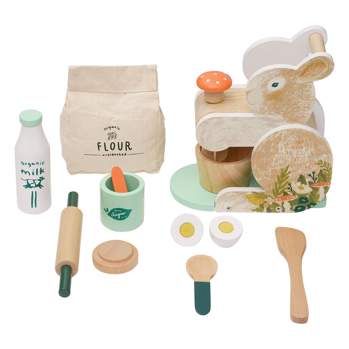 Bunny Hop Mixer Playset - 10-Piece Wooden Toy | Bright Bean Toys